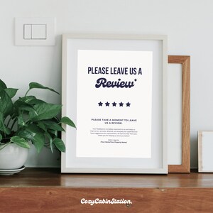 Please Leave a Review Sign Template Leave a Review Sign Airbnb Hotel ...