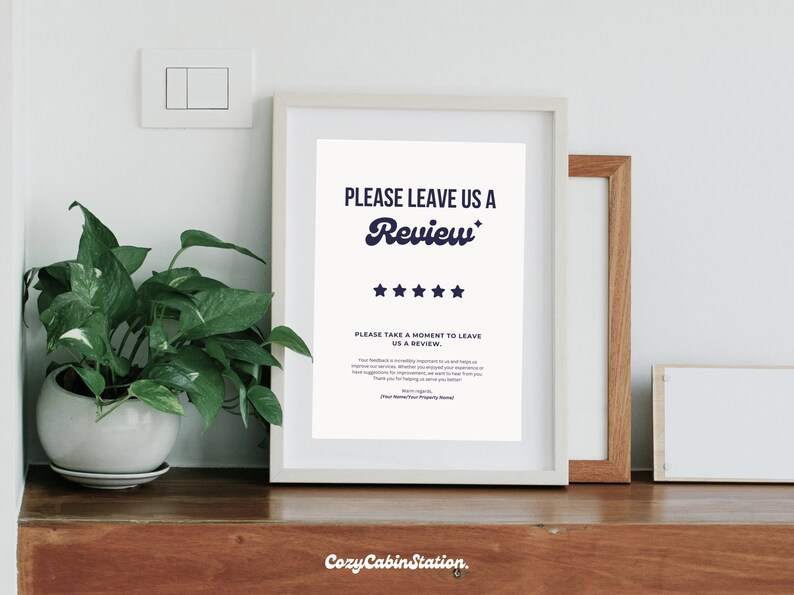 Please Leave a Review Sign Template Leave a Review Sign Airbnb Hotel ...