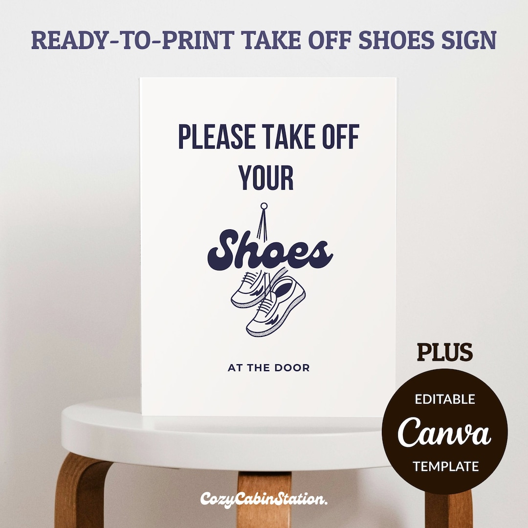 Airbnb Take off Shoes Sign Printable PDF Editable Canva Template ...