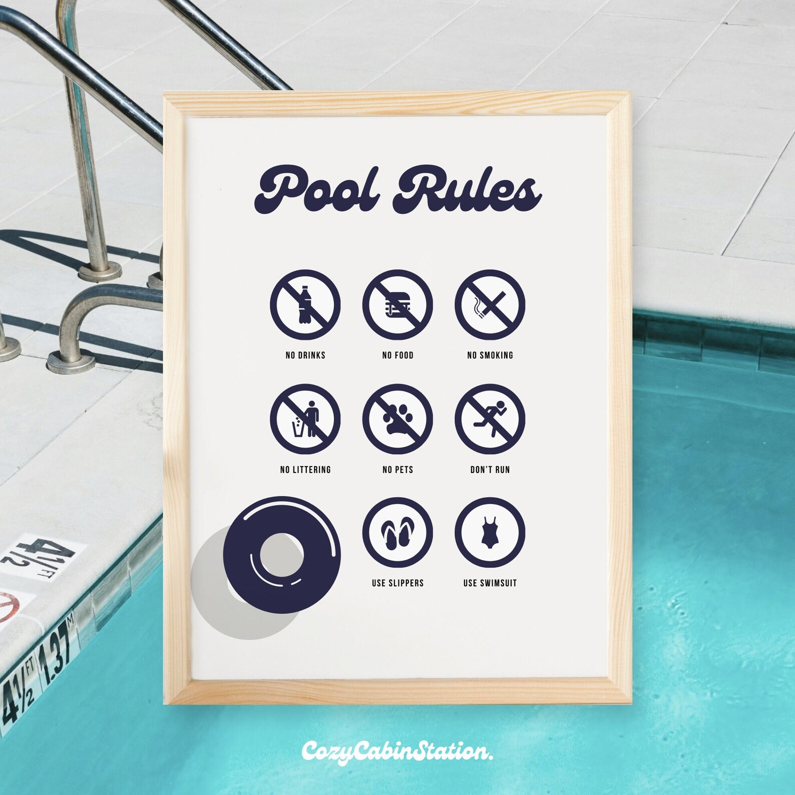 Pool Rules Sign Safety Sign Airbnb Rules Printable PDF Editable Canva ...