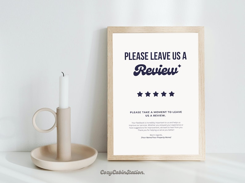 Please Leave a Review Sign Template Leave a Review Sign Airbnb Hotel ...