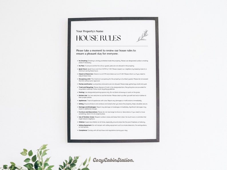 Airbnb House Rules Sign Template Short-term Rental House Rules Sign ...