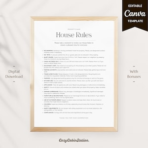 Airbnb House Rules Sign Template | Guest Information Sheet | Hotel ...