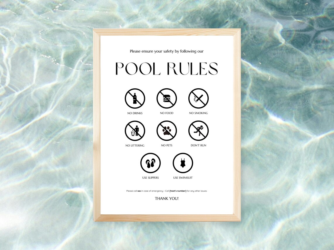 Pool Rules Sign Safety Sign Airbnb Rules Printable PDF Editable Canva ...