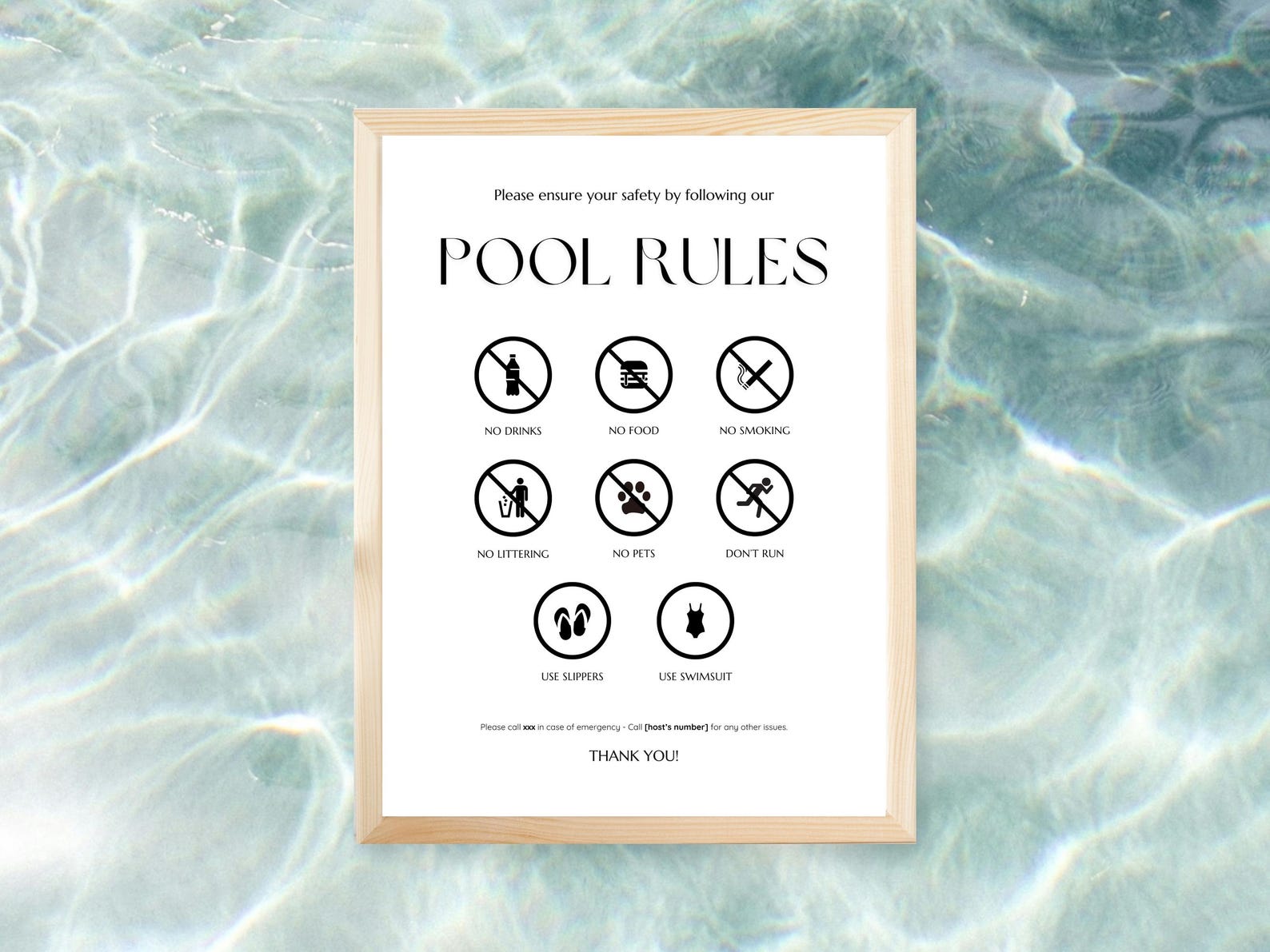 Pool Rules Sign | Safety Sign | Airbnb Rules | Printable PDF | Editable ...