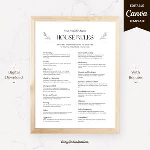 Airbnb House Rules Sign Template Guest Information Sheet Hotel Rules ...