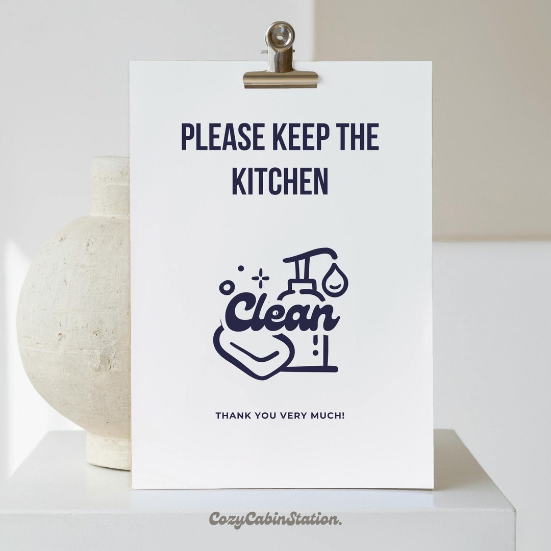 Airbnb Kitchen Sign Keep Kitchen Clean Printable PDF Editable Canva ...