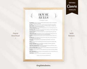Airbnb House Rules Sign Template | Guest Information Sheet | Hotel ...