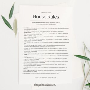 Airbnb House Rules Sign Template | Guest Information Sheet | Hotel ...