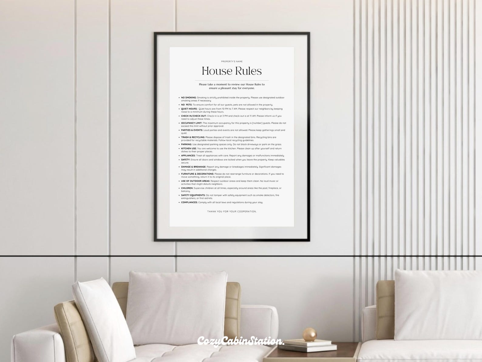Airbnb House Rules Sign Template | Guest Information Sheet | Hotel ...