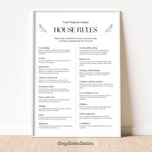 Airbnb House Rules Sign Template Guest Information Sheet Hotel Rules ...