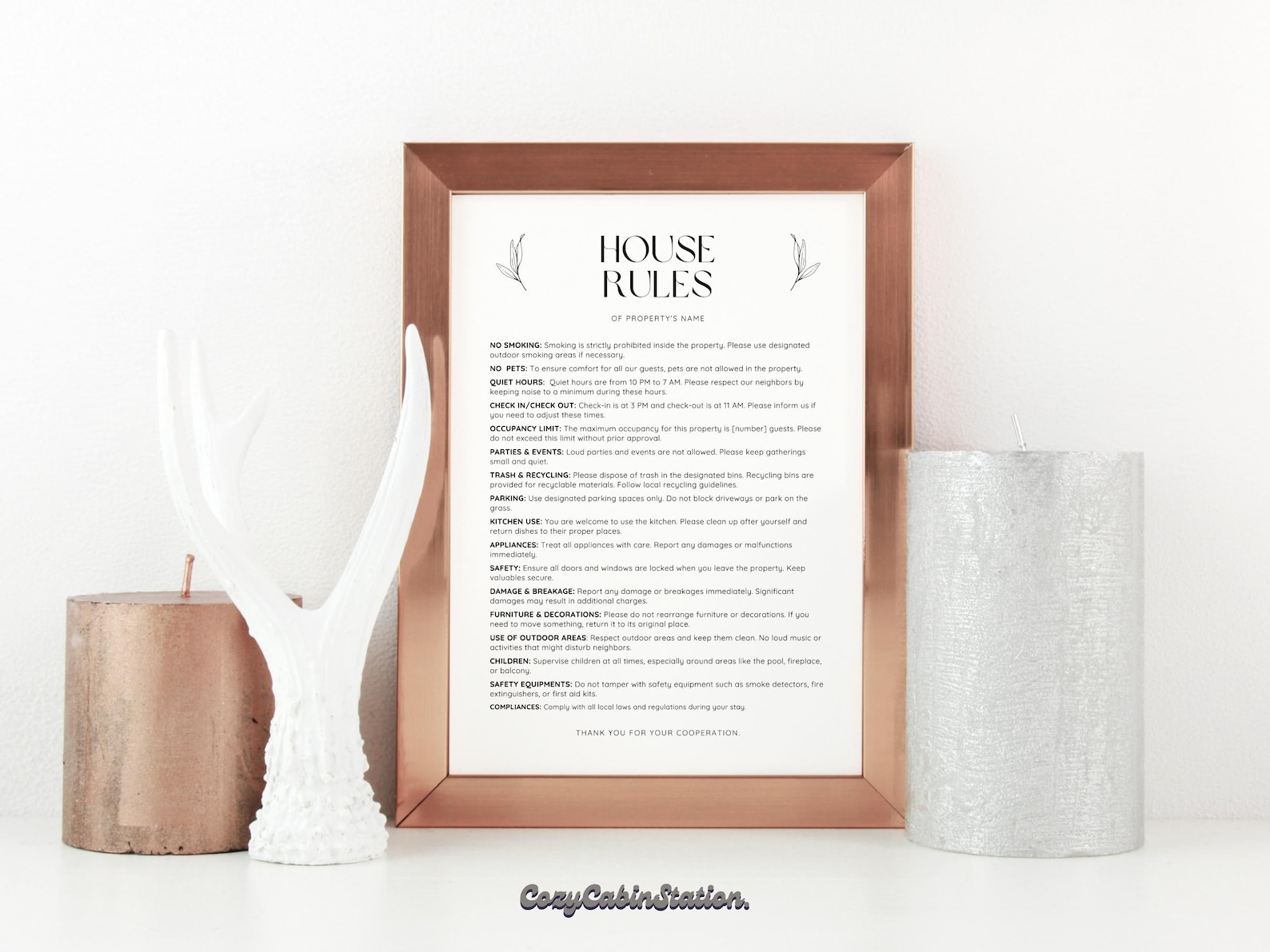 Airbnb House Rules Sign Template | Guest Information Sheet | Hotel ...