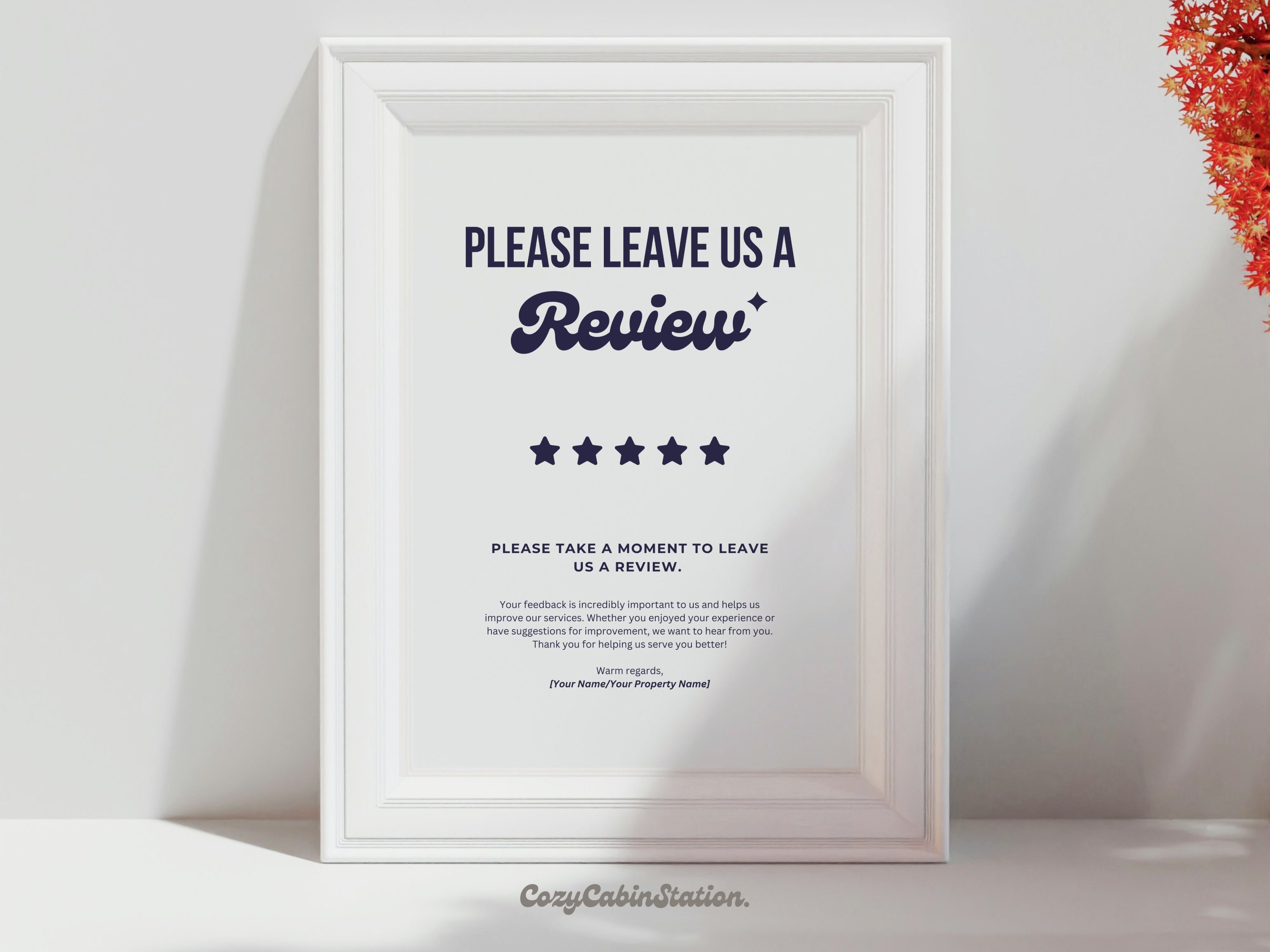 Please Leave a Review Sign Template Leave a Review Sign Airbnb Hotel ...