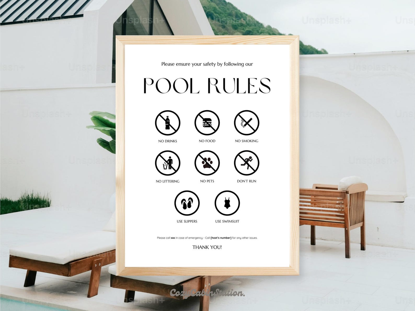 Pool Rules Sign | Safety Sign | Airbnb Rules | Printable PDF | Editable ...