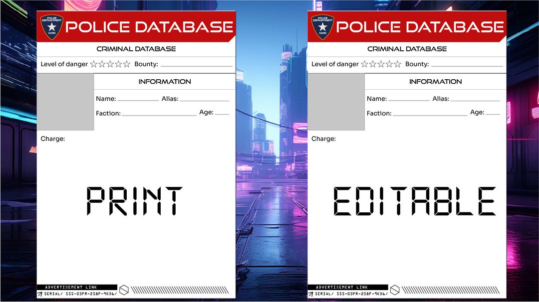 Cyberpunk Red Police Database Bundle | Printable and Editable Designs ...