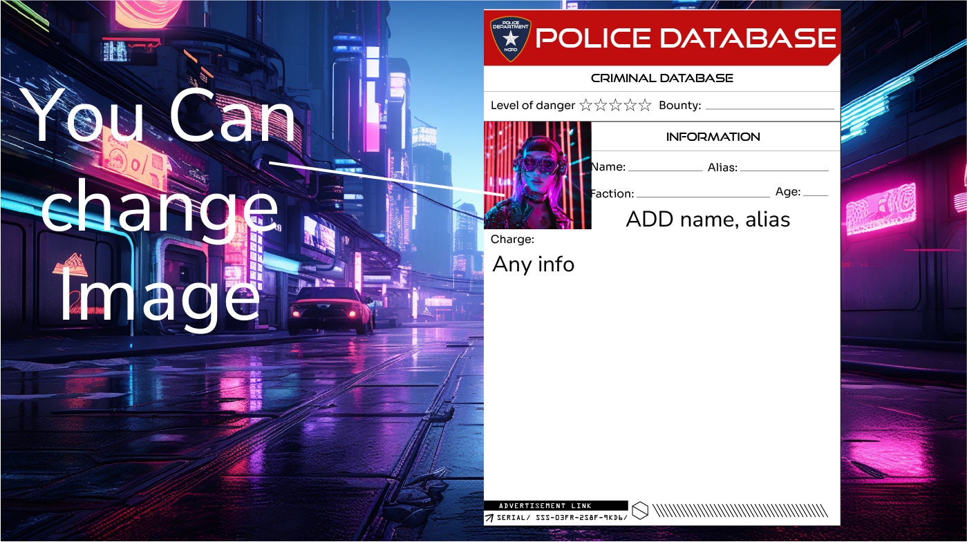 Cyberpunk Red Police Database Bundle | Printable and Editable Designs ...