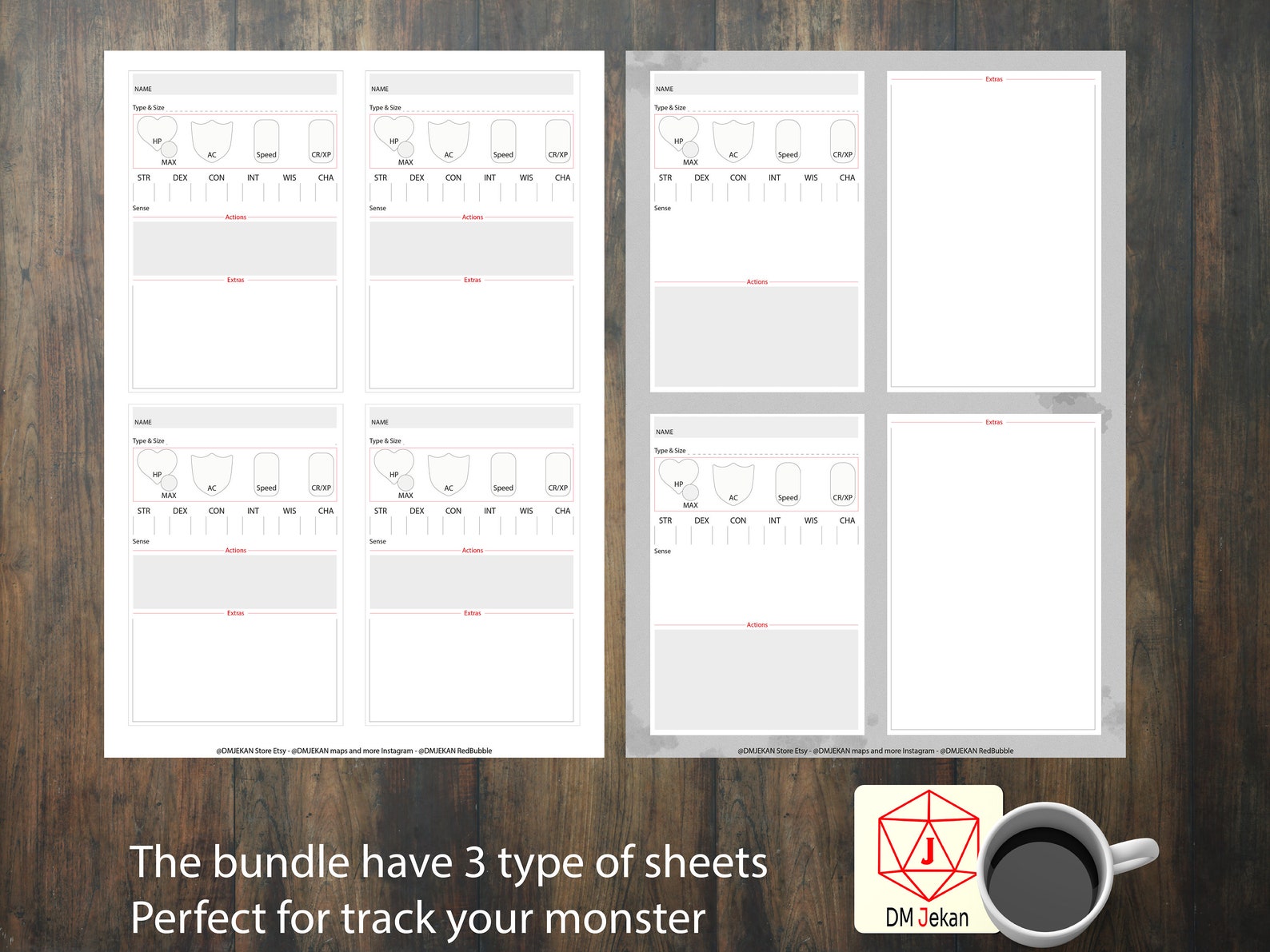 D&D Monster Tracker | Monster Sheet | Printable and Editable Monster ...
