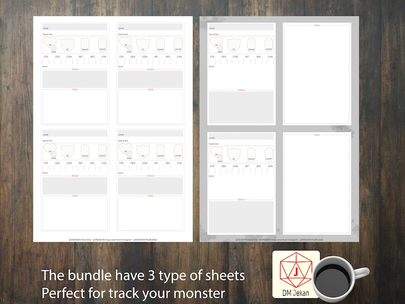 D&D Monster Tracker | Monster Sheet | Printable and Editable Monster ...