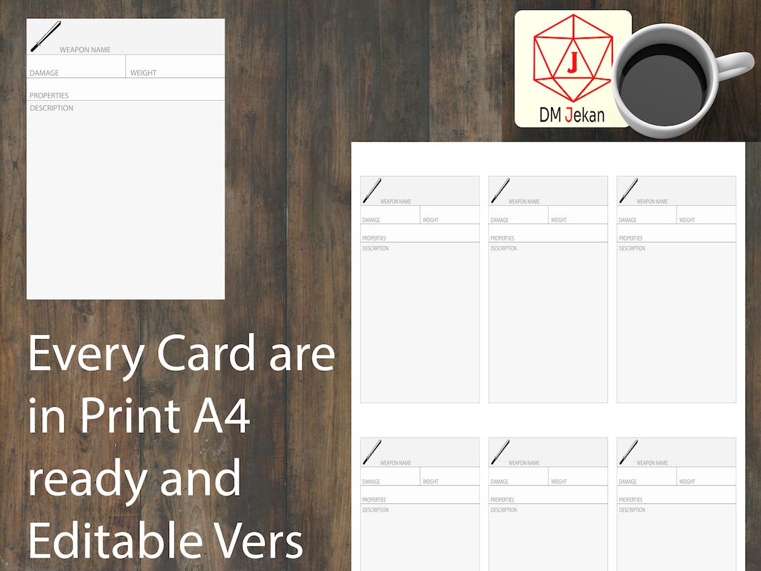 Ultimate Card Bundle for D&D 5e - Digital Download and Printable Pdfs ...