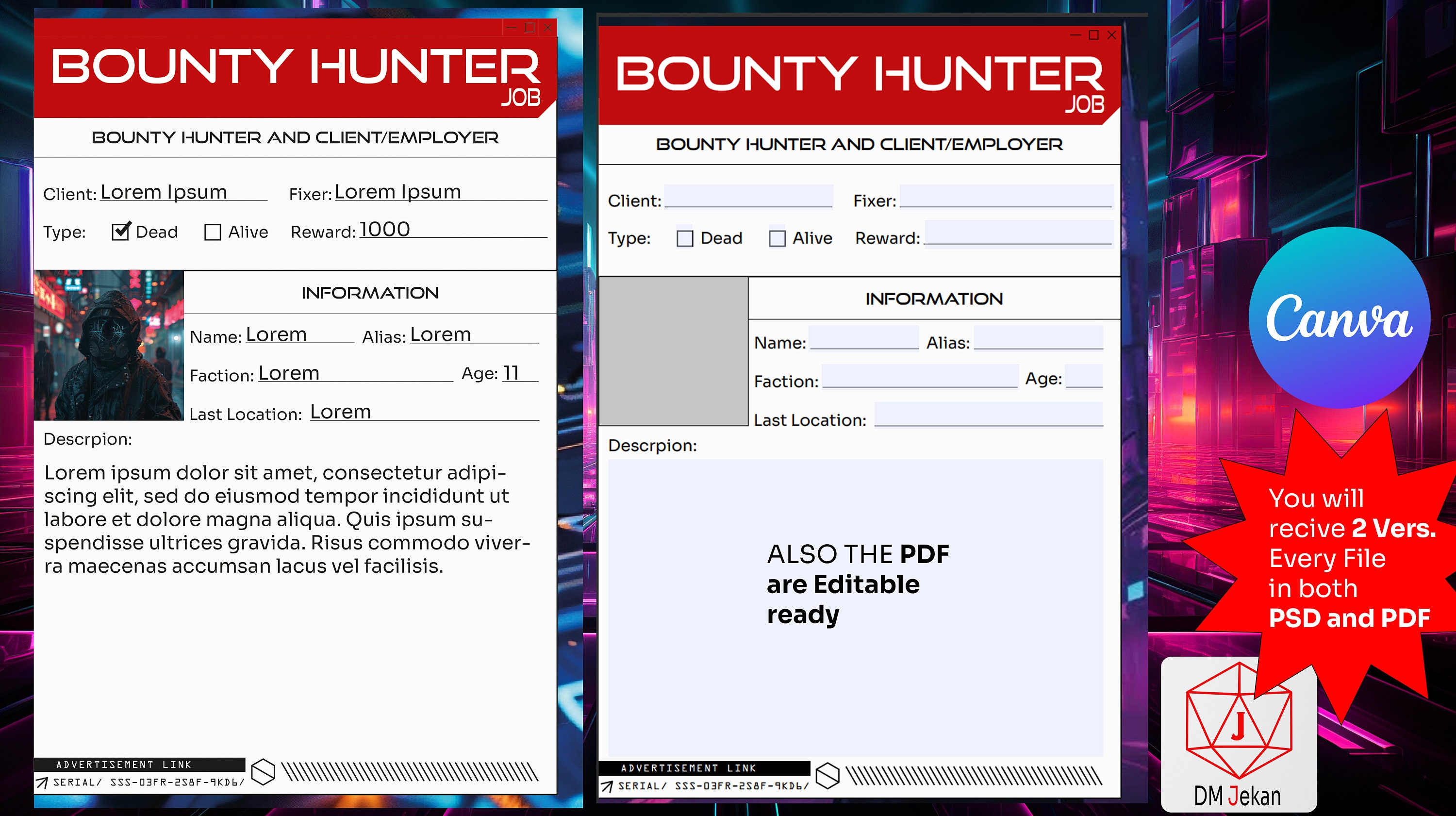 Cyberpunk Red Bounty Hunter Sheet Bundle - Digital Download and ...