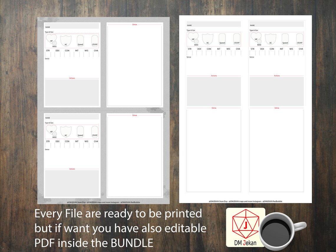 D&D Monster Tracker | Monster Sheet | Printable and Editable Monster ...