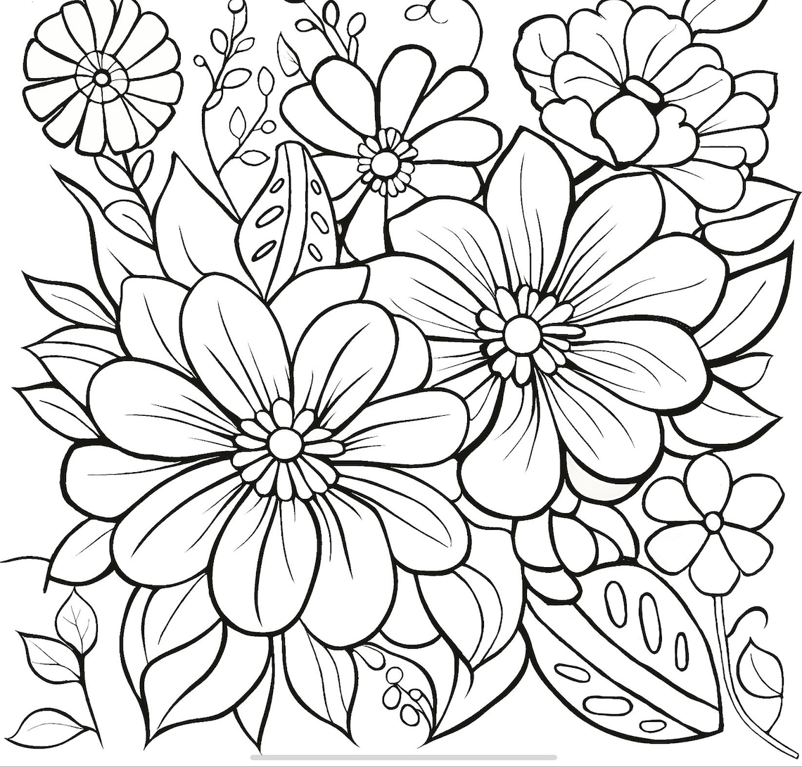 Easy Flower Coloring Pages | Floral Coloring Pages | Simple Coloring ...