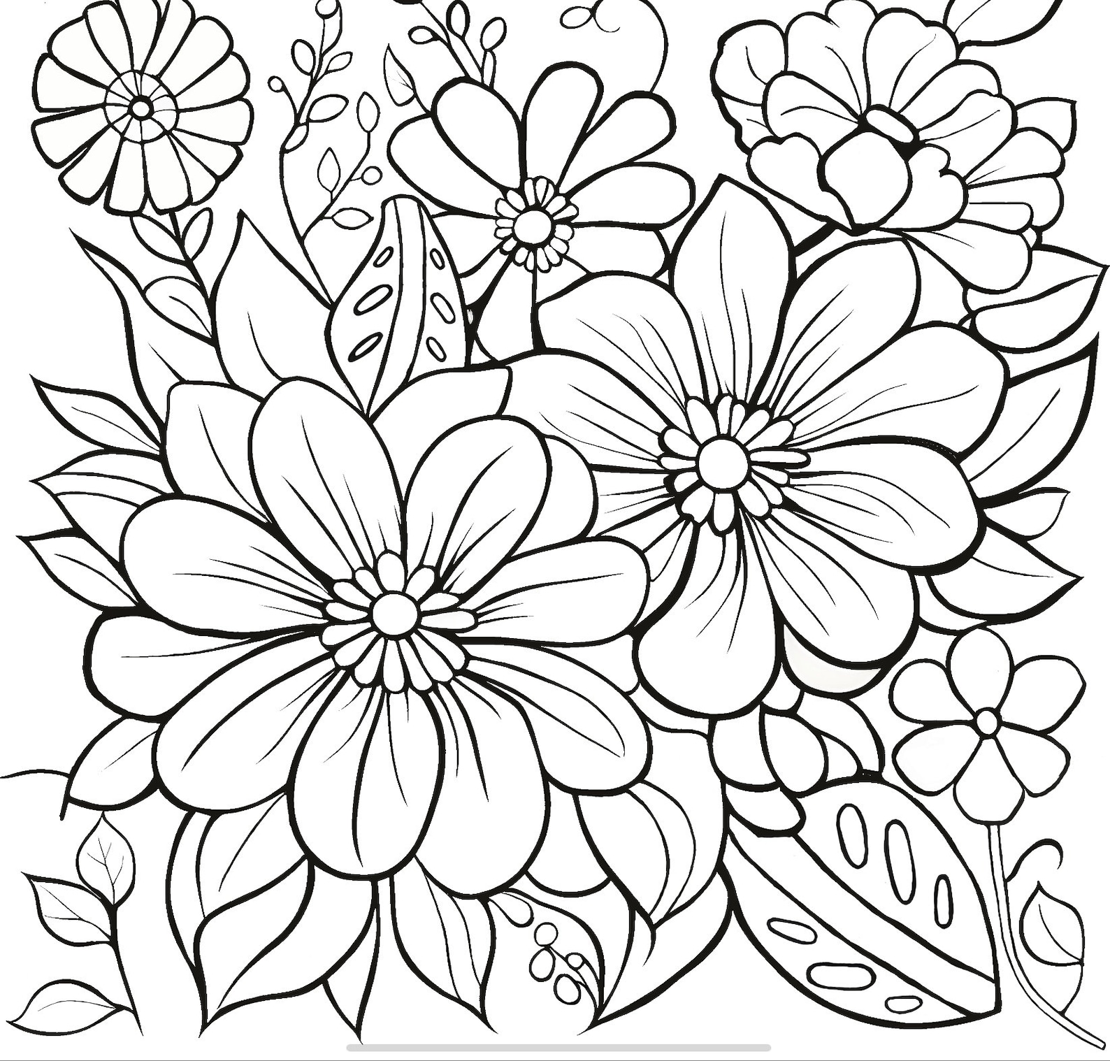 Easy Flower Coloring Pages | Floral Coloring Pages | Simple Coloring ...