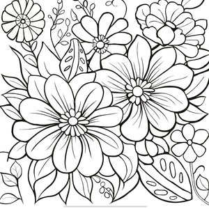 Easy Flower Coloring Pages | Floral Coloring Pages | Simple Coloring ...