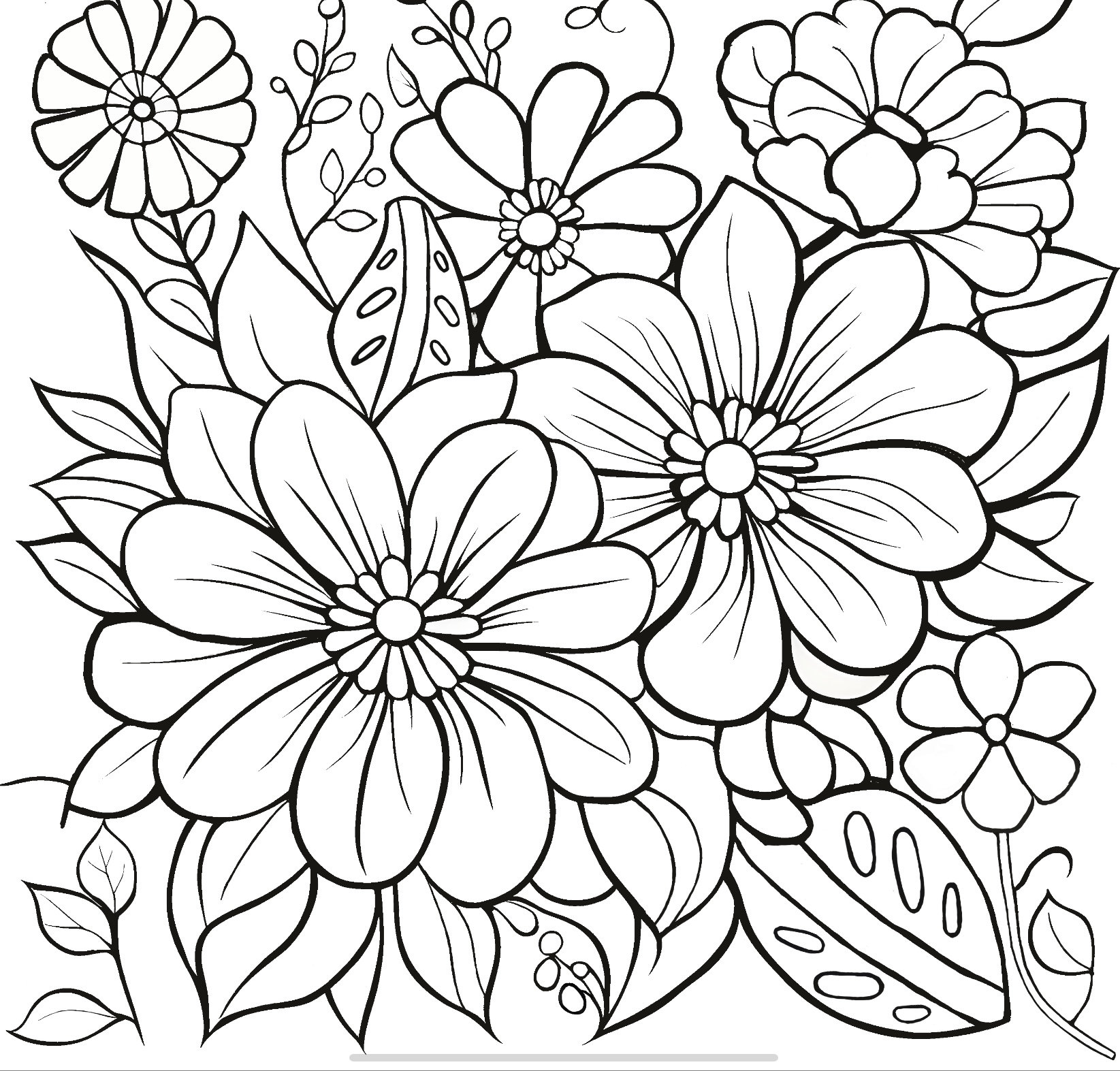 Easy Flower Coloring Pages | Floral Coloring Pages | Simple Coloring ...