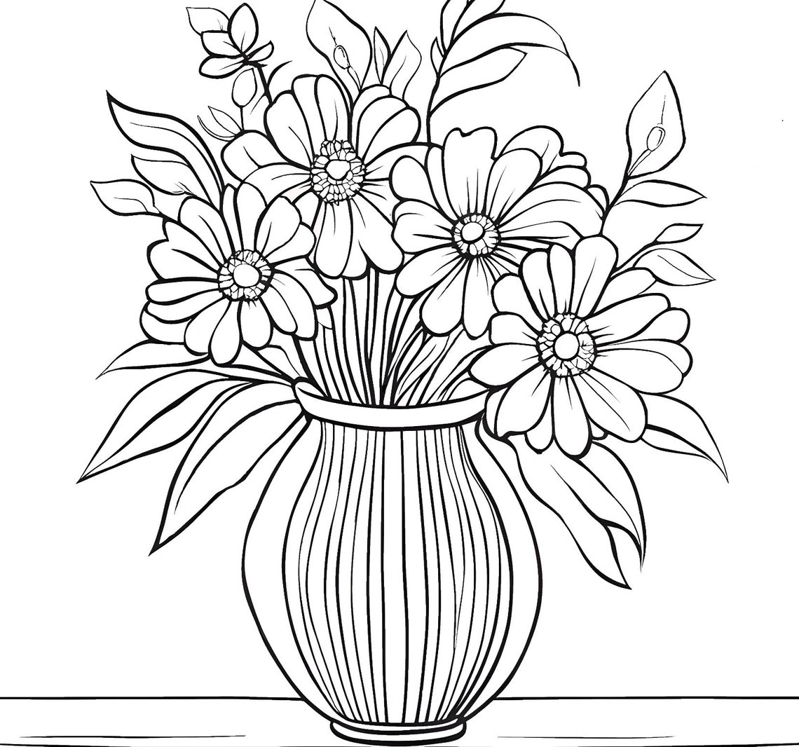 Easy Flower Coloring Pages | Floral Coloring Pages | Simple Coloring ...