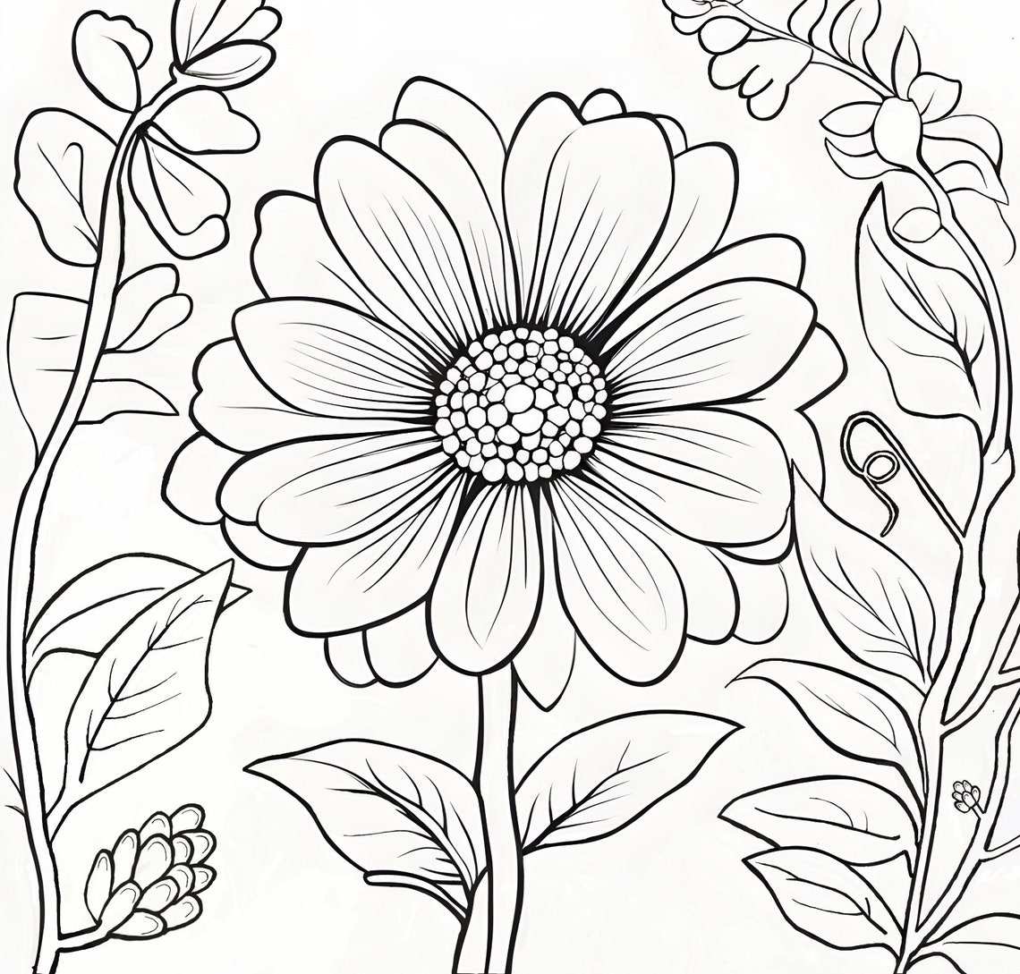 Easy Flower Coloring Pages | Floral Coloring Pages | Simple Coloring ...