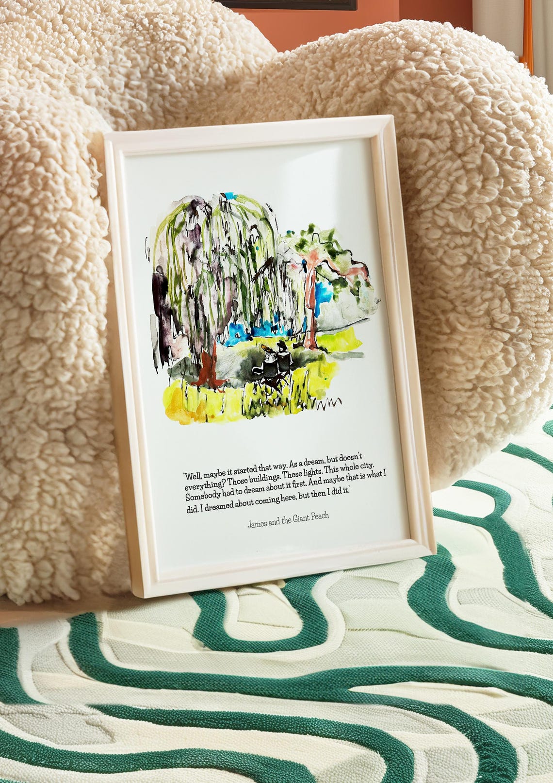 Water Color Roald Dahl Art Print James and the Giant Peach Book Art ...