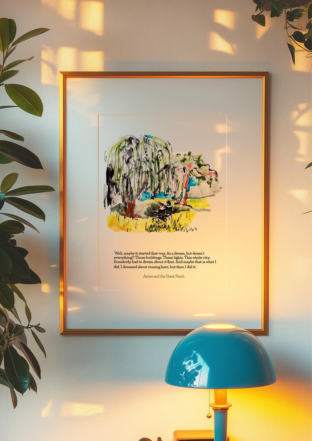 Water Color Roald Dahl Art Print James and the Giant Peach Book Art ...