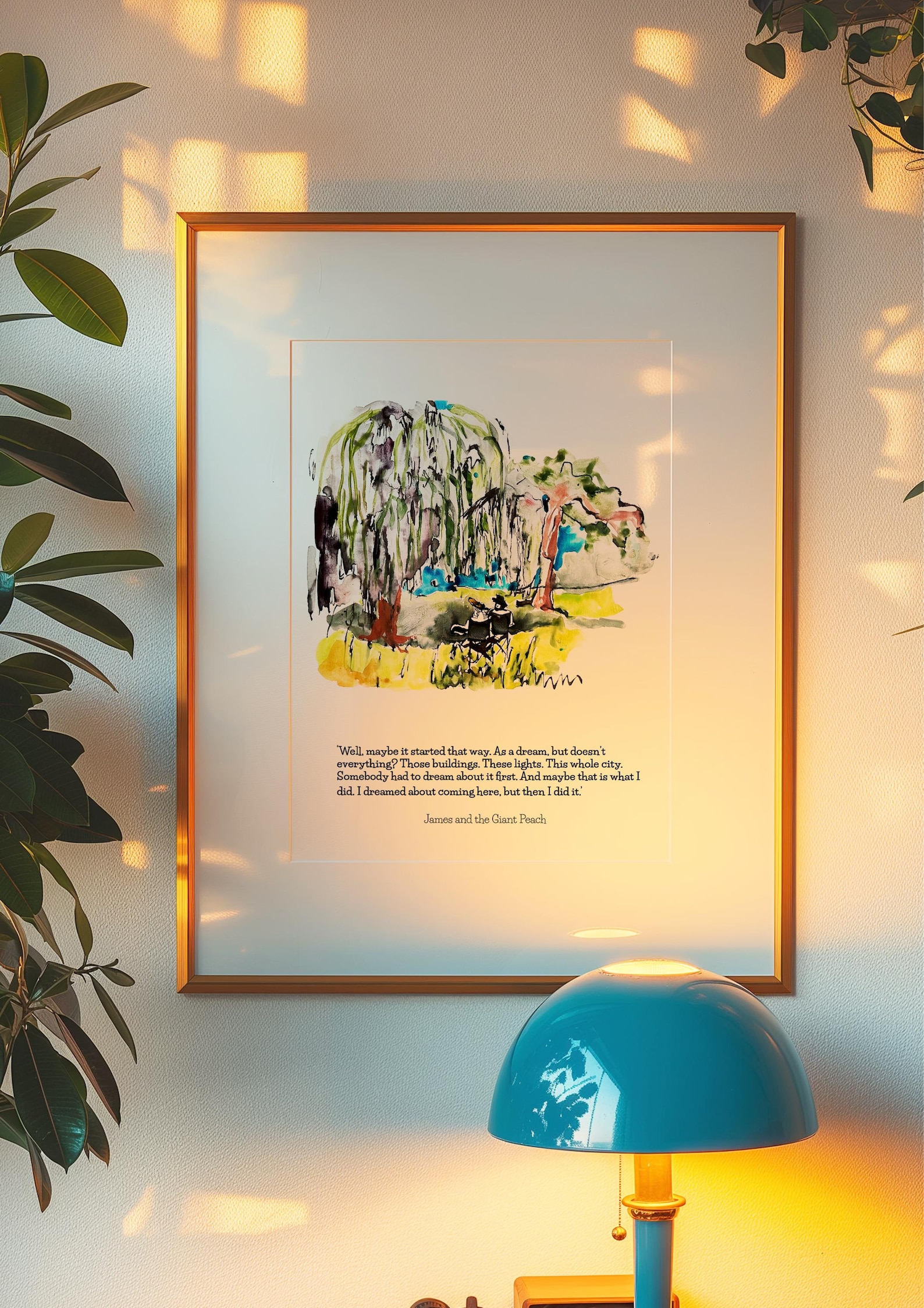 Water Color Roald Dahl Art Print James and the Giant Peach Book Art ...