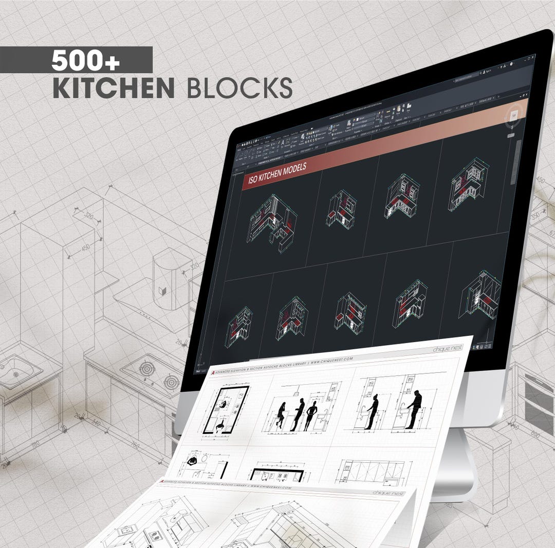 Premium Kitchen ISO Models / | CAD Blocks | 2D Drawings | Kitchen ...