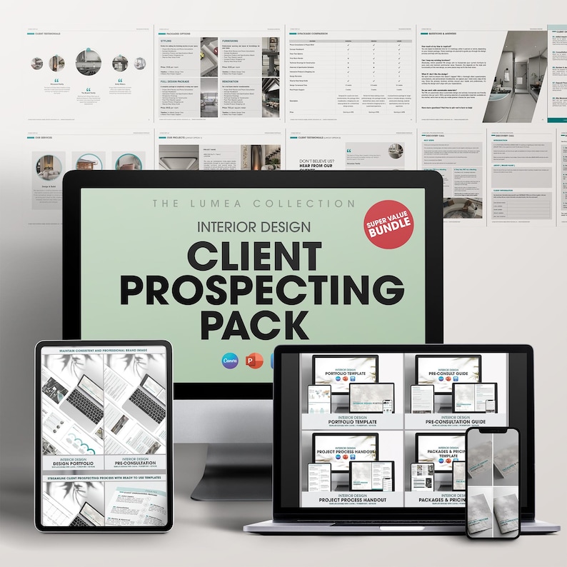 Interior Design CLIENT PROSPECTING Pack BUNDLE | Canva | Powerpoint ...