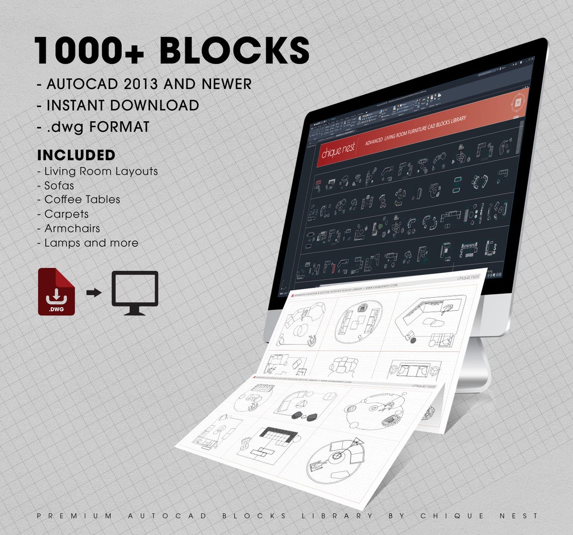 Autocad Living Room Furniture Blocks Library | CAD Blocks | 2D Drawings ...