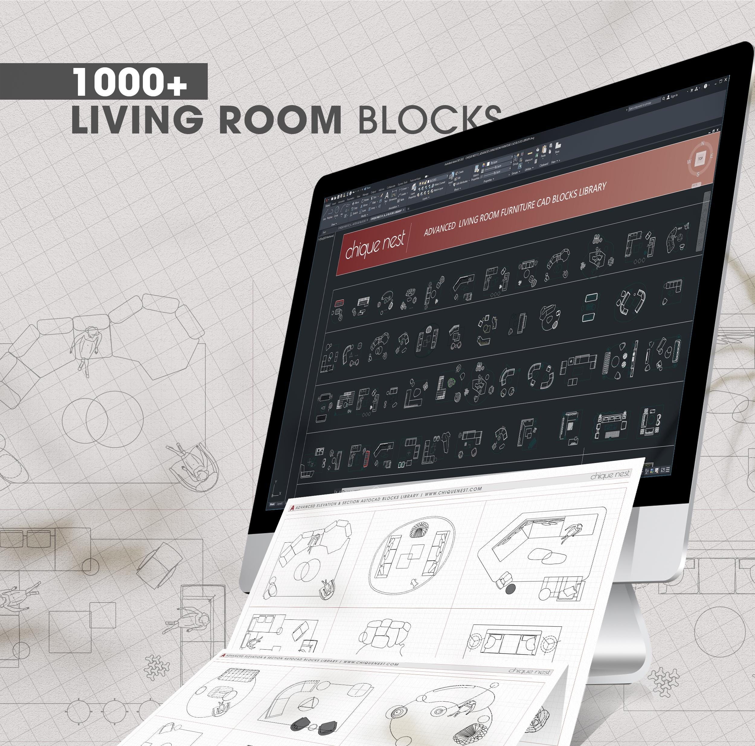 Autocad Living Room Furniture Blocks Library | CAD Blocks | 2D Drawings ...