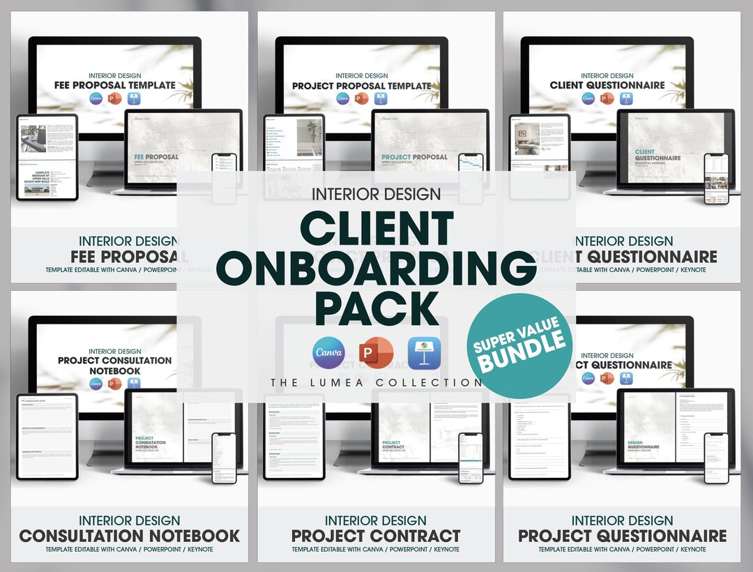 Interior Design CLIENT ONBOARDING Pack BUNDLE | Canva | Powerpoint ...