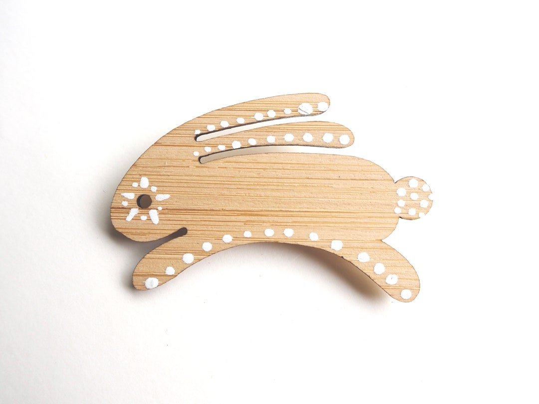 Rabbit Brooch, Hare Brooch, Wooden Rabbit Brooch, Rabbit Jewellery ...
