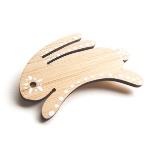 Rabbit Brooch, Hare Brooch, Wooden Rabbit Brooch, Rabbit Jewellery ...