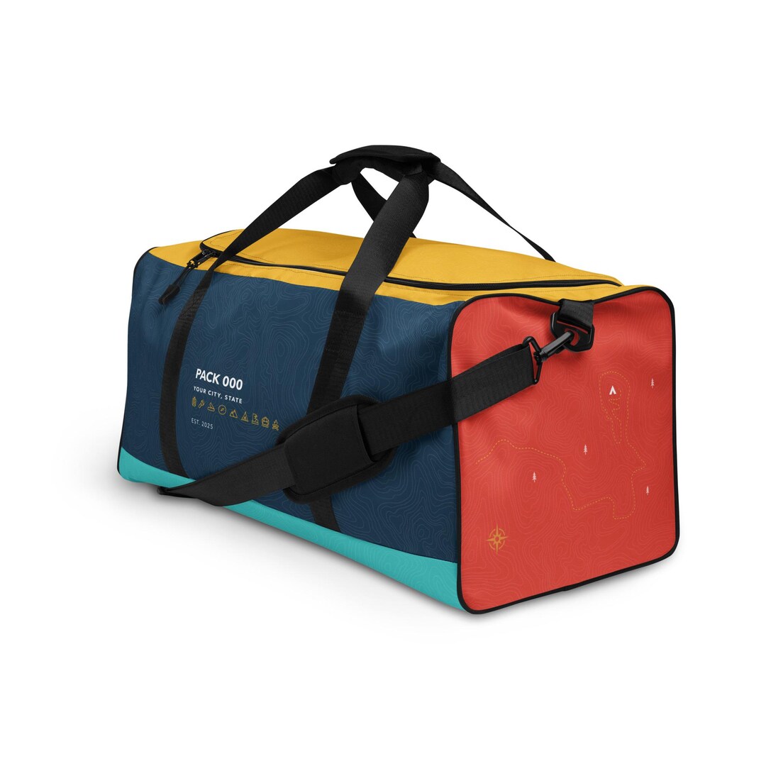 Custom Scout Pack Duffle Bag, Topographic Design, Overnight Camping ...