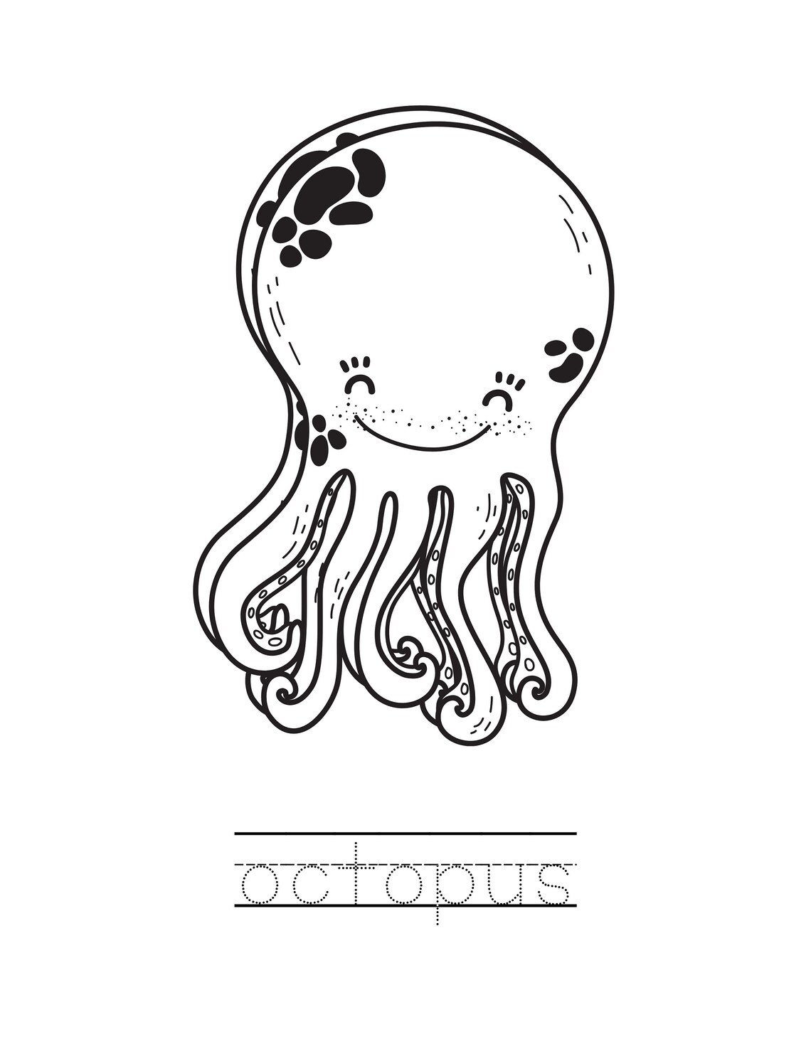 Kids Coloring Worksheets Sea Creatures Love Happy Fish Octopus Dolphins ...