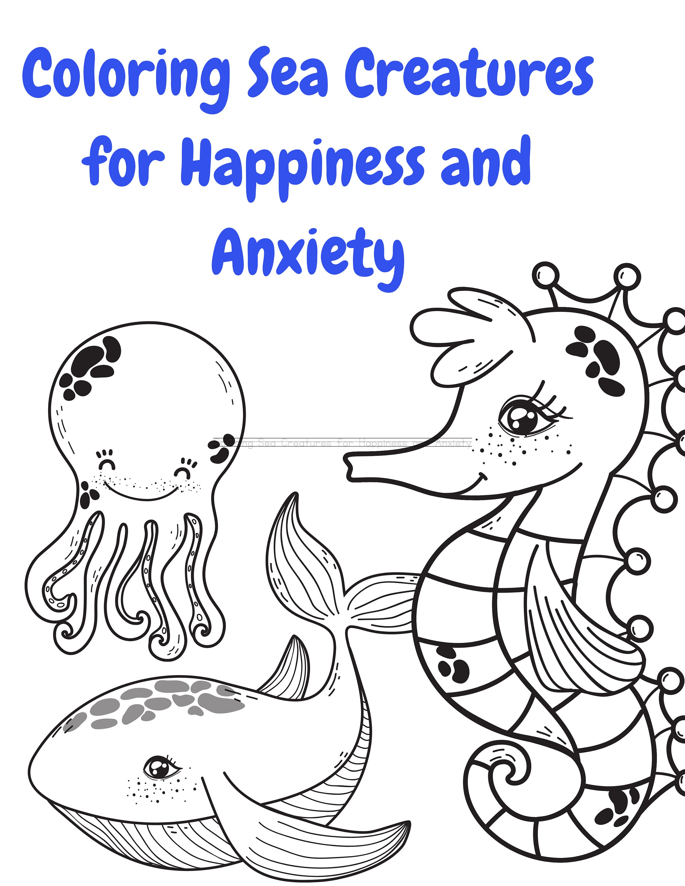 Kids Coloring Worksheets Sea Creatures Love Happy Fish Octopus Dolphins ...
