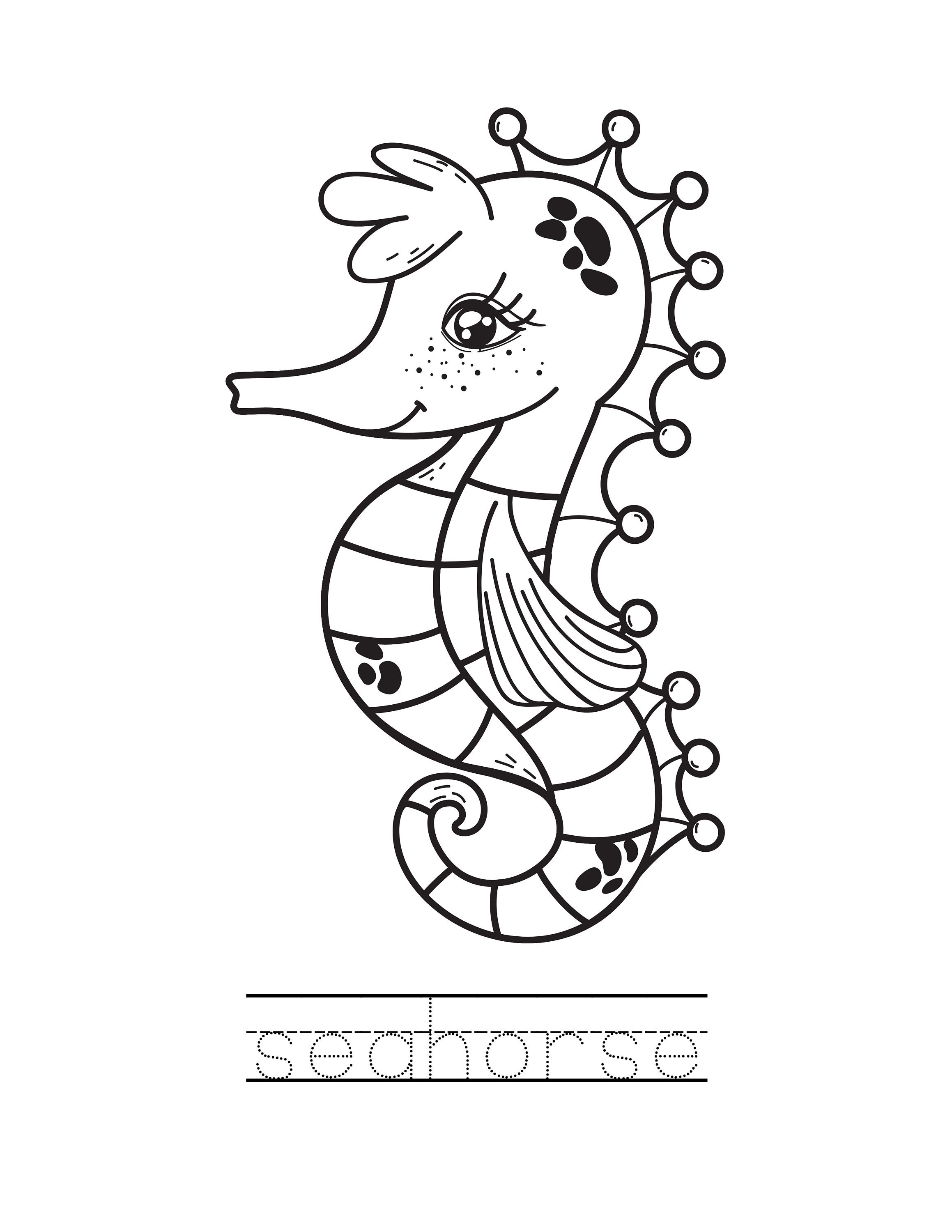Kids Coloring Worksheets Sea Creatures Love Happy Fish Octopus Dolphins ...