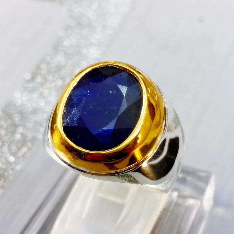 Mens Blue Stone Gold Ring - Etsy