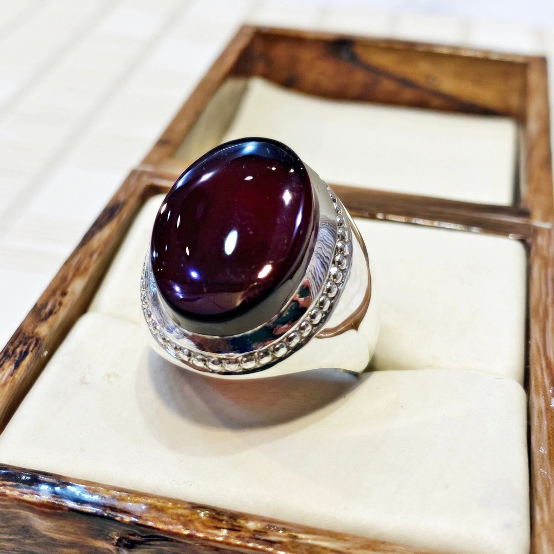Yemeni Aqeeq Ring Shefat Al Abad Al Habshi Black Aqeeq Yemeni Kabadi ...