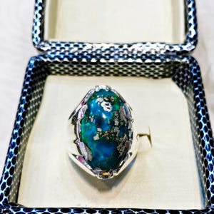 Big Oval 25.0 Cts Shape Real Turquoise Ring Dark Firoza Ring Mens ...