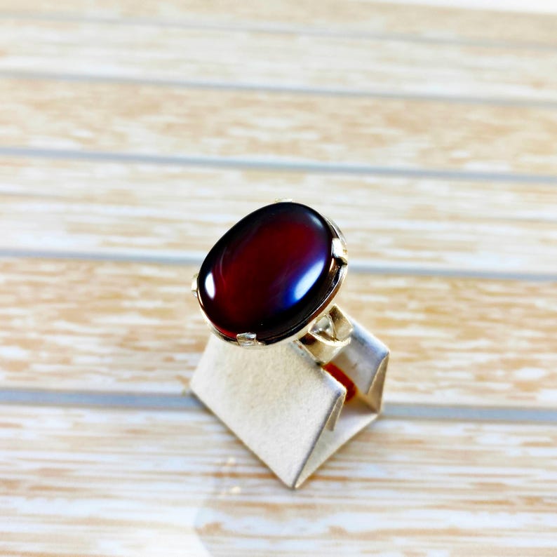 Yemeni Aqeeq Agate Sterling Silver Ring, Habshi Blood Red Stone - Etsy