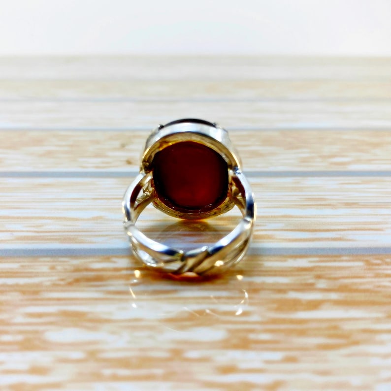 Yemeni Aqeeq Agate Sterling Silver Ring, Habshi Blood Red Stone - Etsy